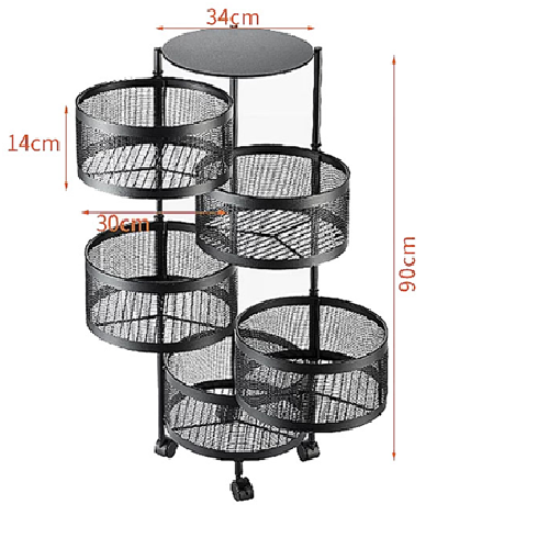 5 Layer 360 degree rotating vegetable shelf Kitchen storage rack ...