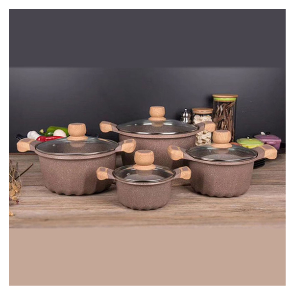 MGC Marble Coated 8 Pcs Granite Casserole Cookware Set With Lid ...